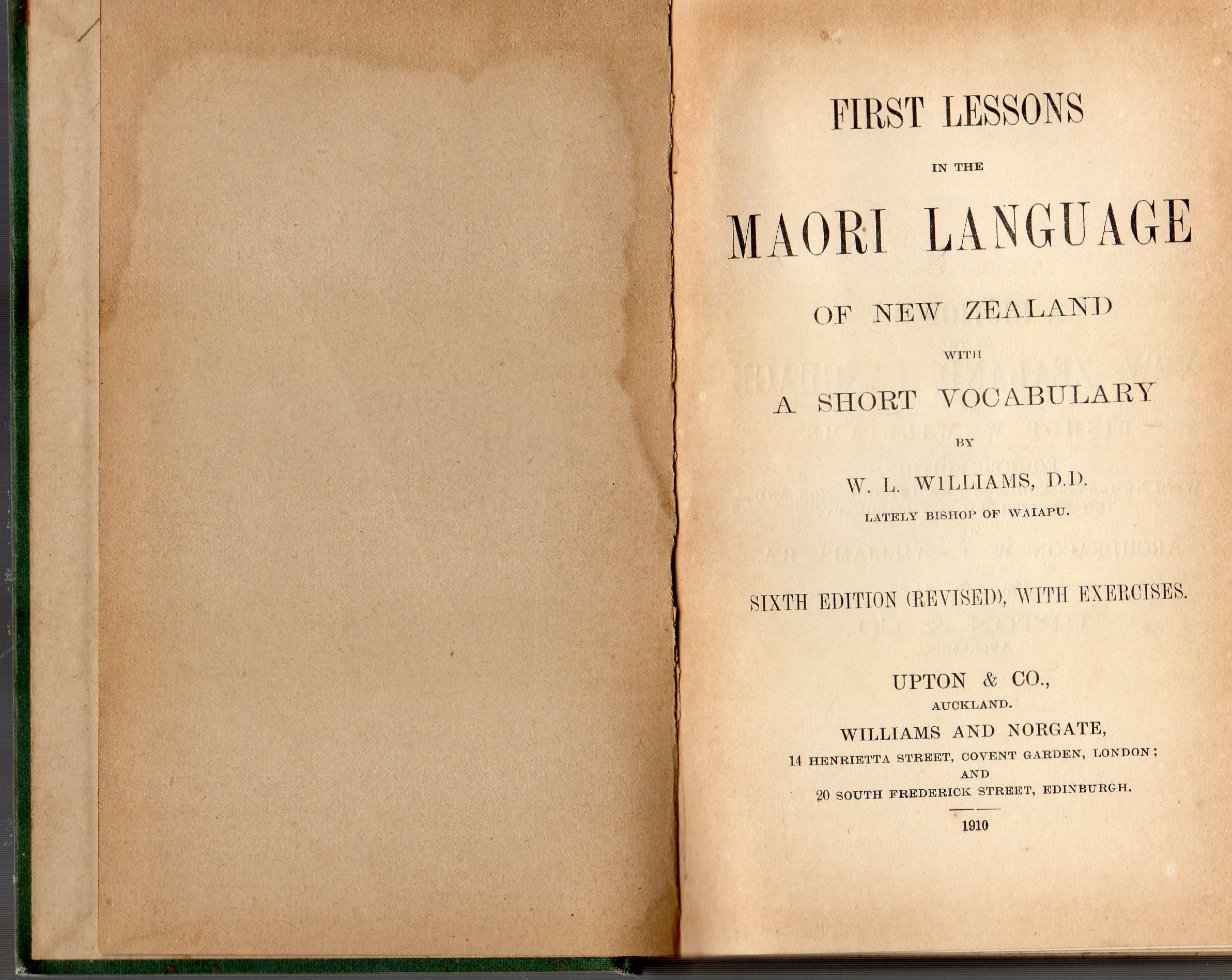 First Lessons in the Maori Language of New Zealand with A Short ...