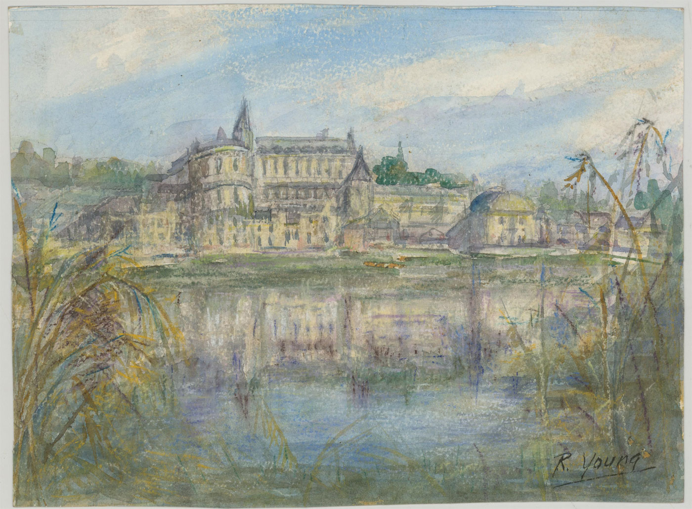 Renee Young - 20th Century Watercolour, Country Estate with River by ...
