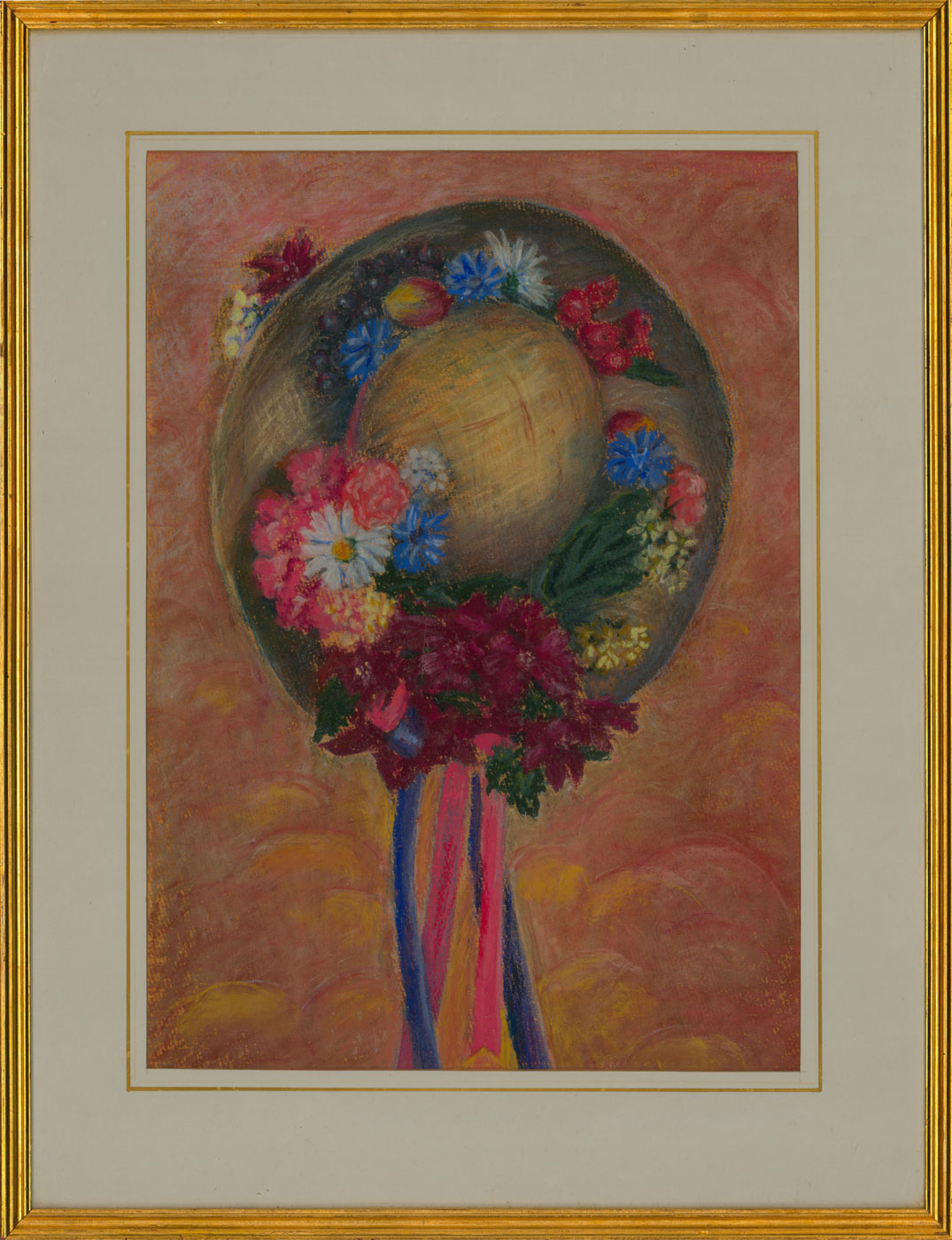 Jane Townsend - Framed 20th Century Pastel, Floral Hat by Jane Townsend ...