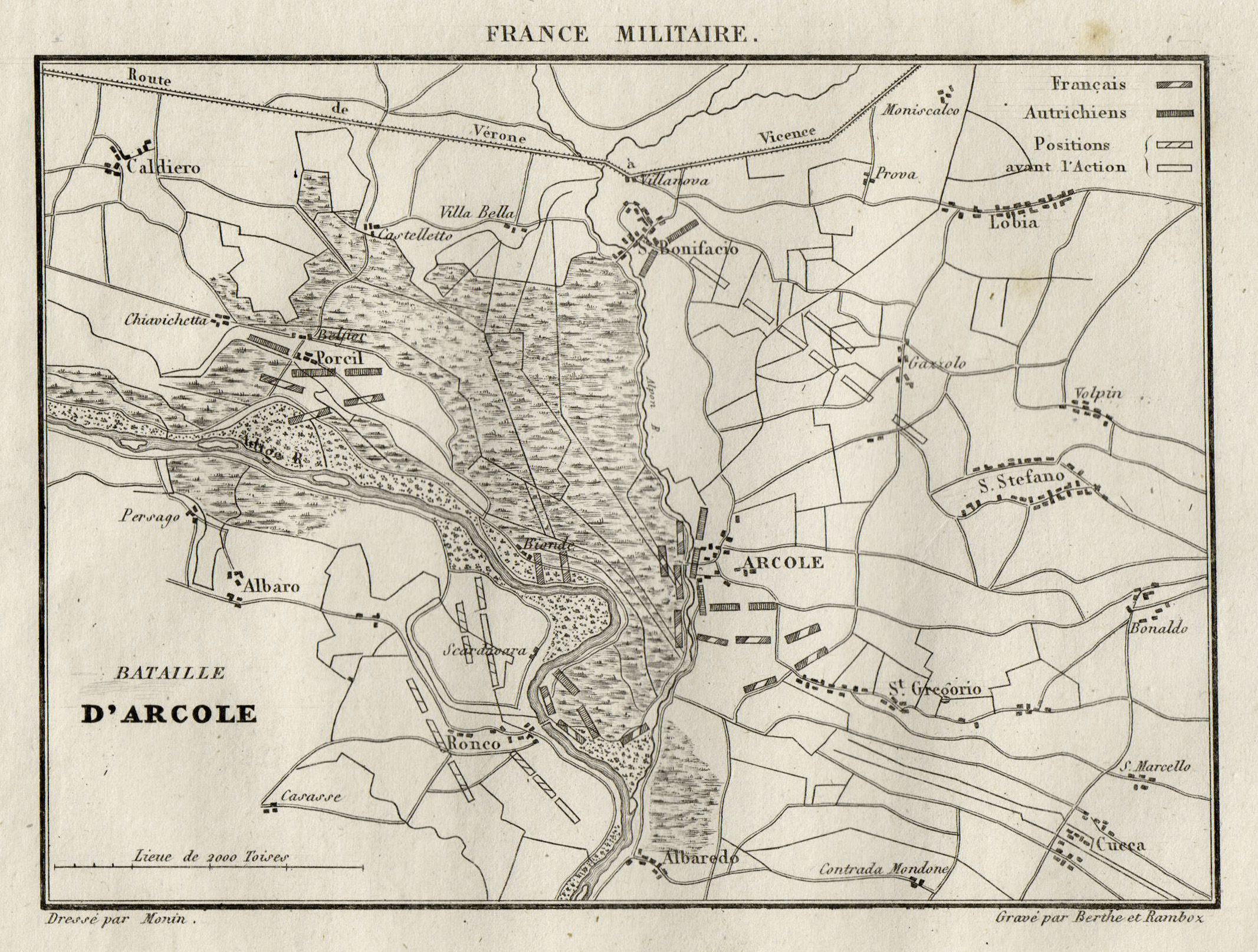 Bataille d'Arcole. de Arcole/Veneto: Umgebungskarte:: Arte / Grabado ...