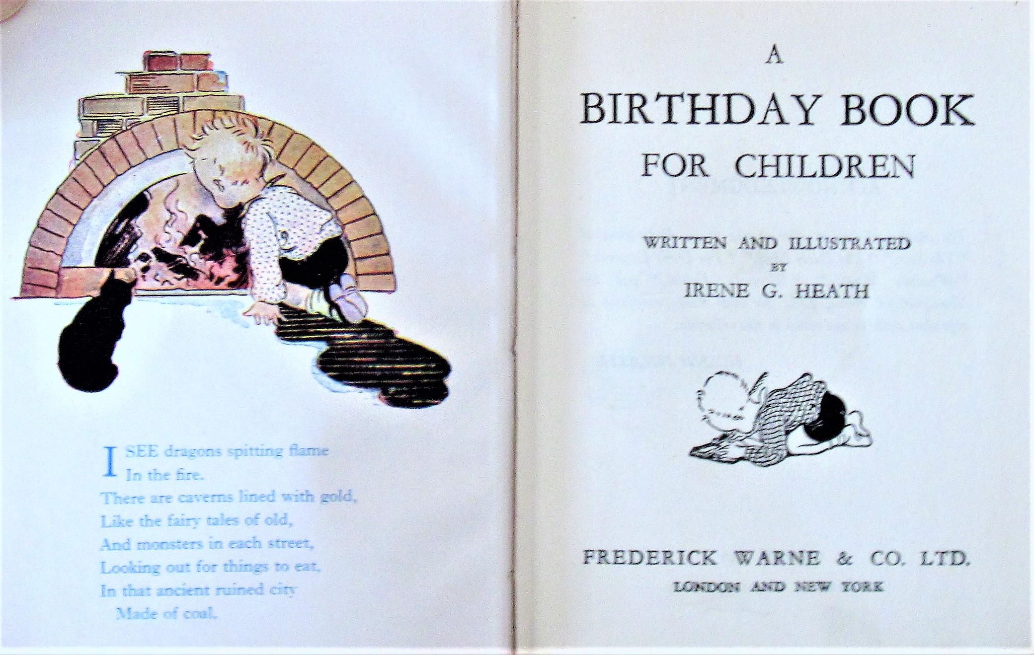 A Birthday Book for Children by Heath, Irene: Very Good Hardcover (1930 ...
