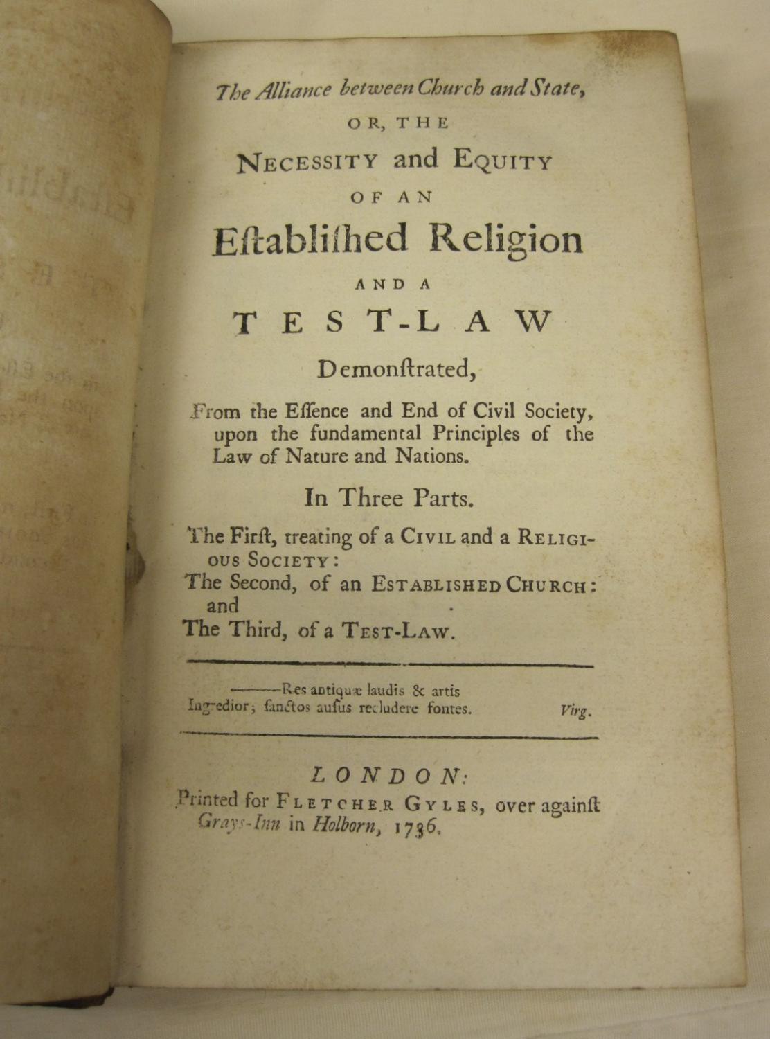 The Alliance between Church and State, or, the Necessity and Equity of ...