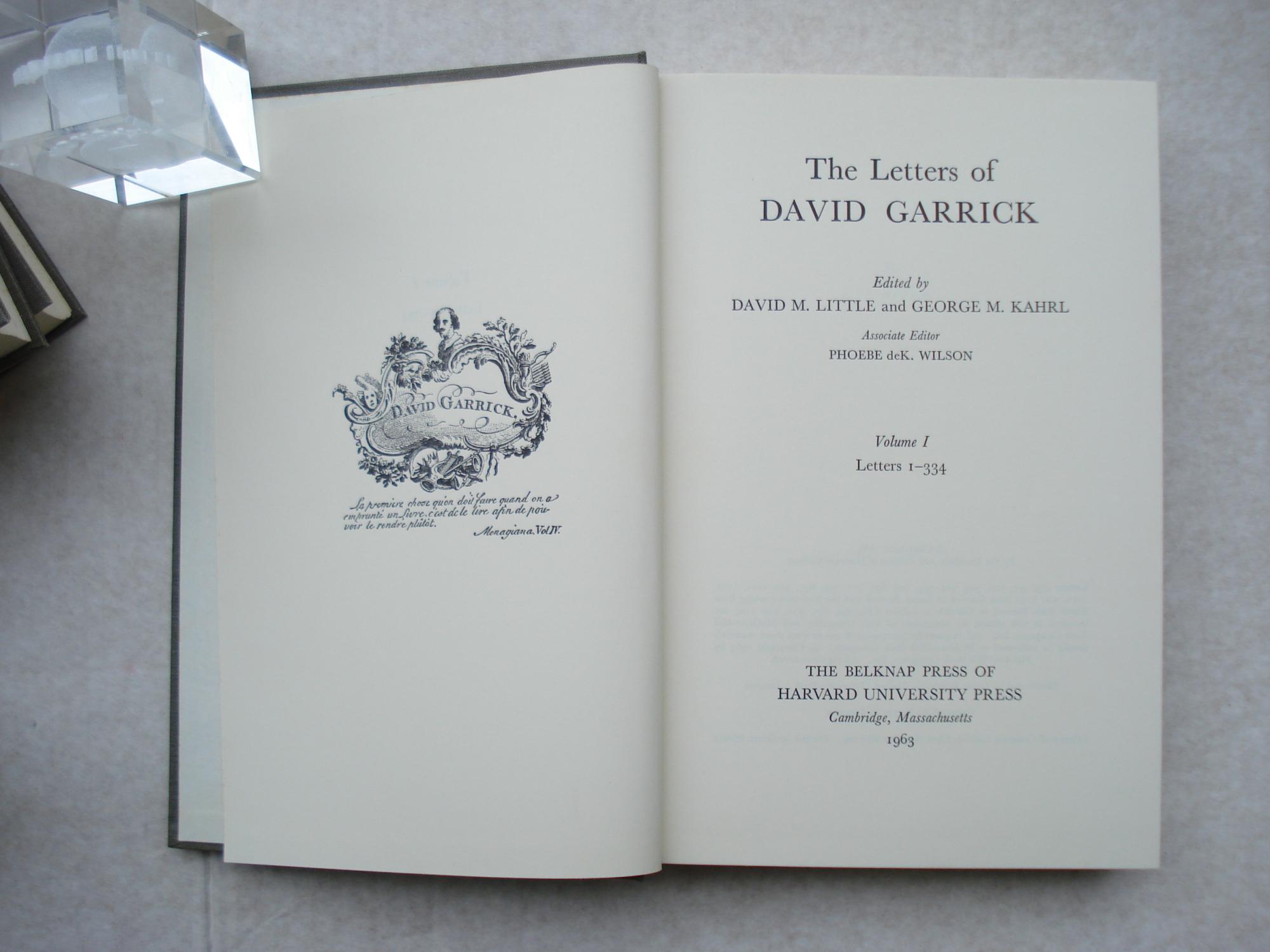 The Letters of David Garrick: Volumes 1-3 von GARRICK David, Autor ...