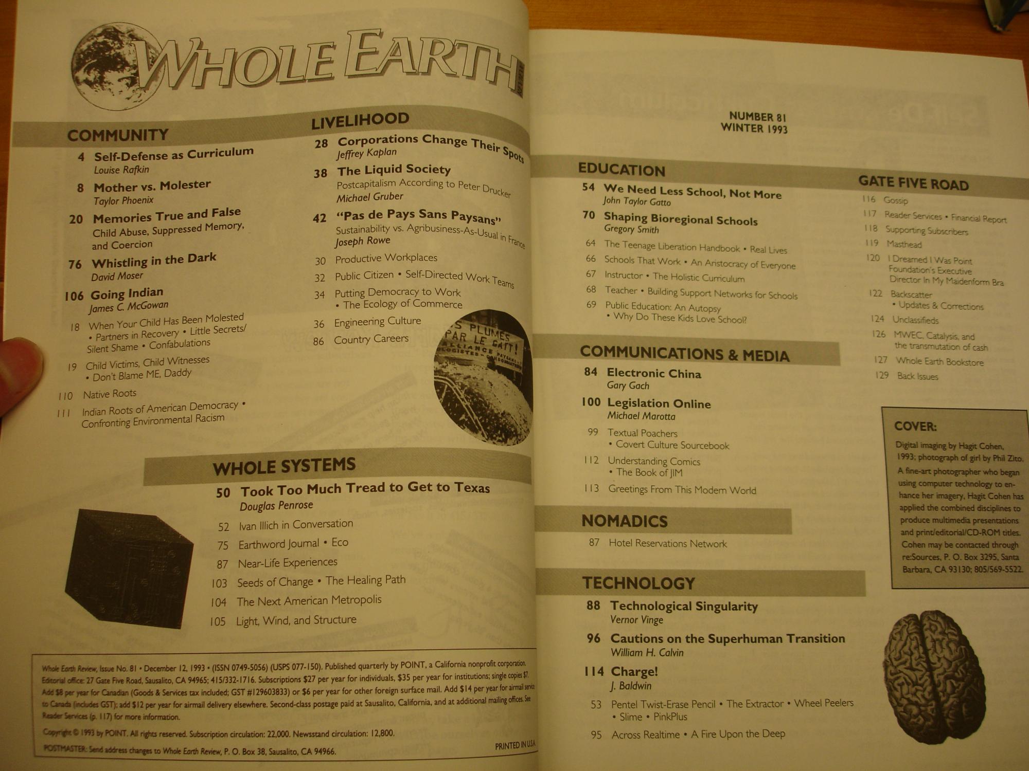 Whole Earth Review, No. 81: Winter 1993 by Rheingold, Howard (editor-in ...