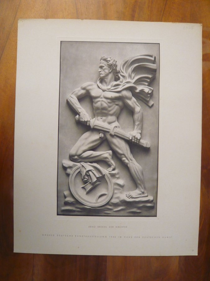 Arno Breker: "Der Wächter", montierte Farbtafel Nr.17 aus der Mappe ...