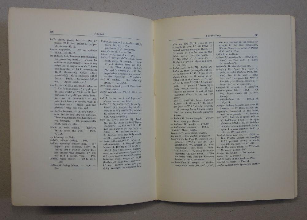 Indo-Iranian Frontier Languages. Vol. III: The Pashai Language. 3 ...