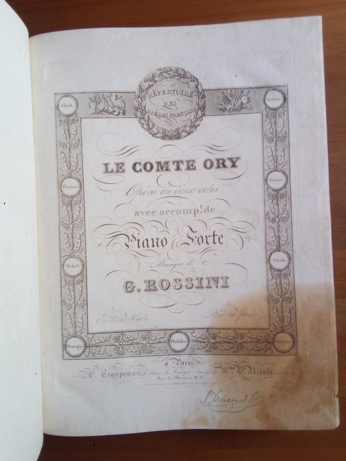 Le Comte Ory. Opera en deux actes avec accompagnement de Piano Forte ...