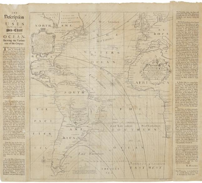A New and Correct Chart Shewing the Variations of the Compass in the ...