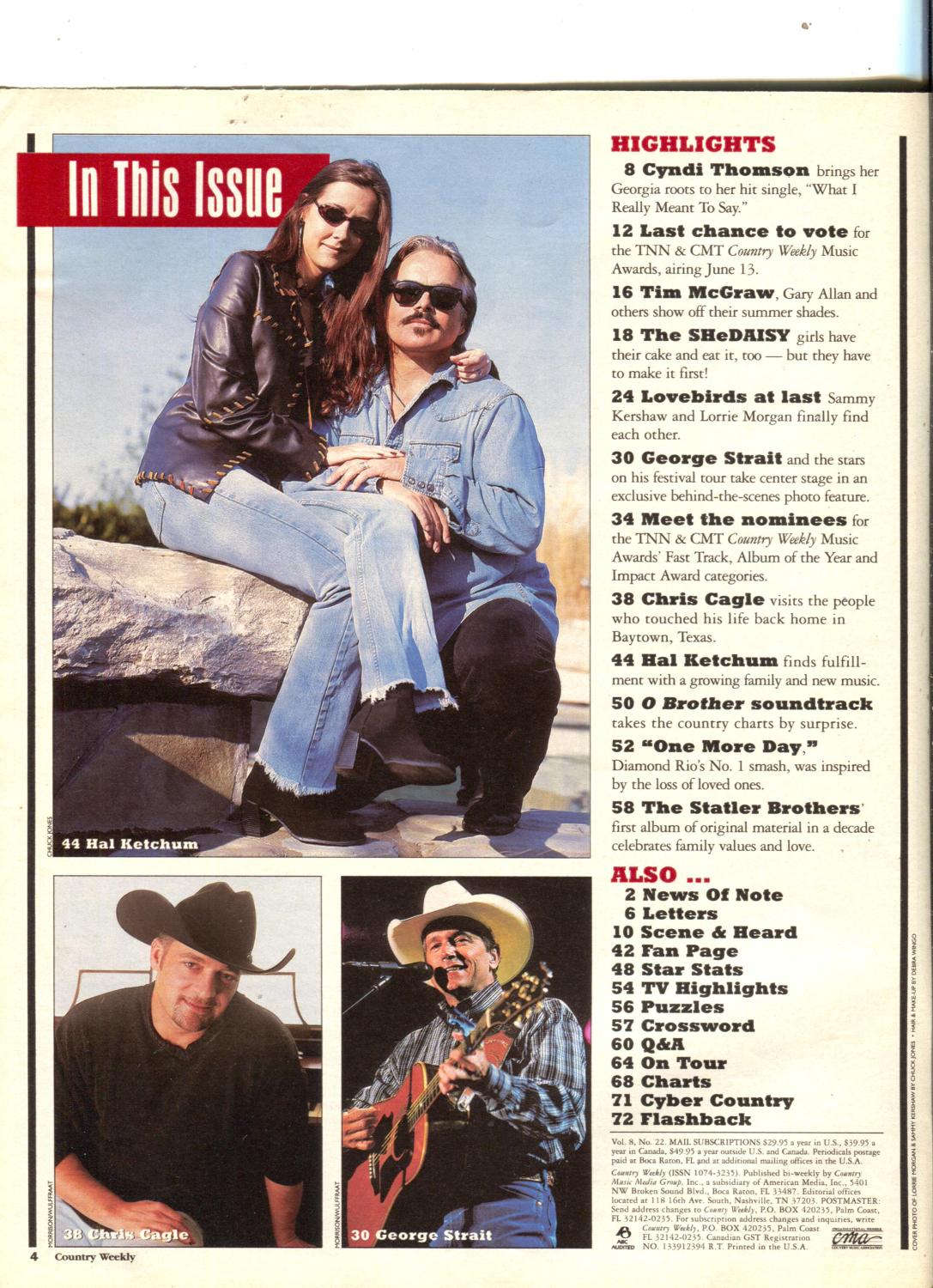 Country Weekly-Lori Morgan-Sammy Kershaw-Alan Jackson-Hank Williams-May ...