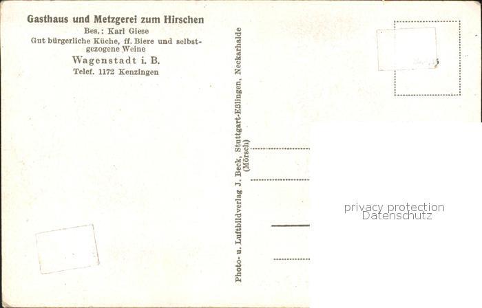 Postkarte Carte Postale Wagenstadt Gasthaus Metzgerei Zum Hirschen Karl