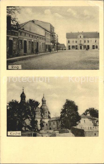 Postkarte Carte Postale Weruschen Warthegau Wartheland Kirche Ring ...