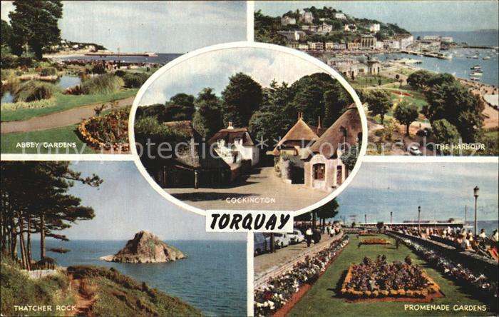 Postkarte Carte Postale Torquay Torbay Hafen Thatcher Rock Promenade ...