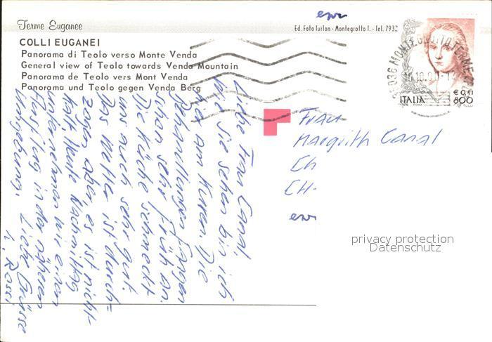 Postkarte Carte Postale Teolo Panorama verso Monte Venda Colli Euganei ...