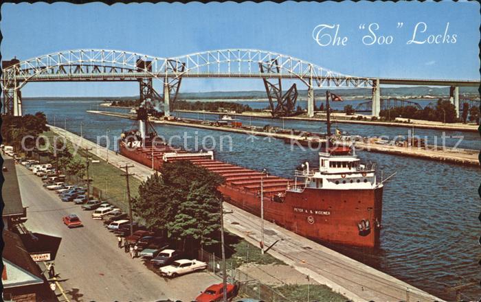 Postkarte Carte Postale Frachter Binnenschifffahrt Soo Locks Sault Ste ...