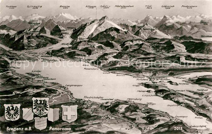 Postkarte Carte Postale Bregenz Bodensee Panoramakarte: Manuscript ...