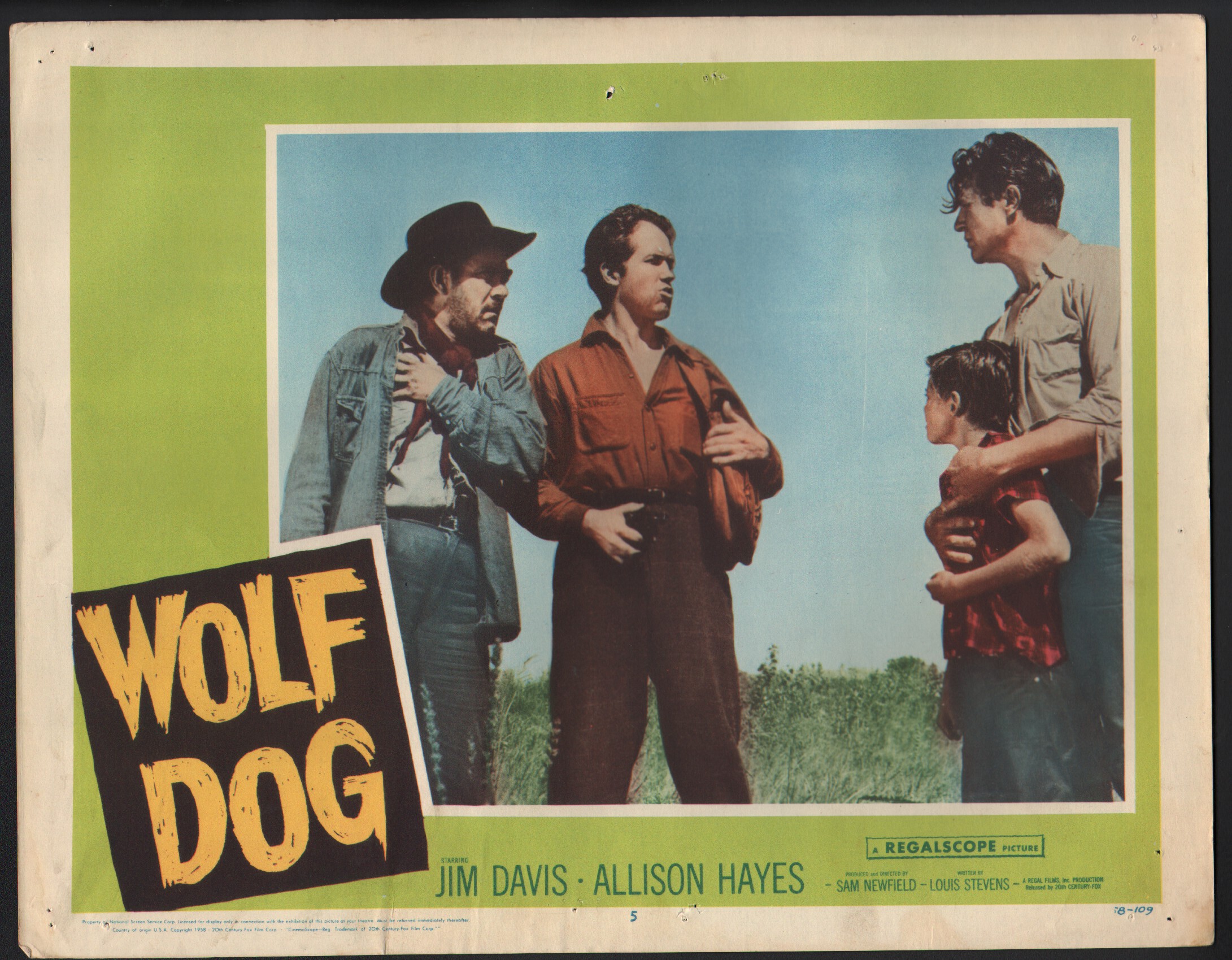 Wolf Dog 11'x14' Lobby Card Don Garrard Juan Root Jim Davis Tony Brown ...