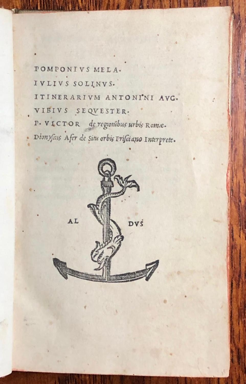 Pomponius Mela. Julius Solinus. Itinerarium Antonini Aug. Vibius ...