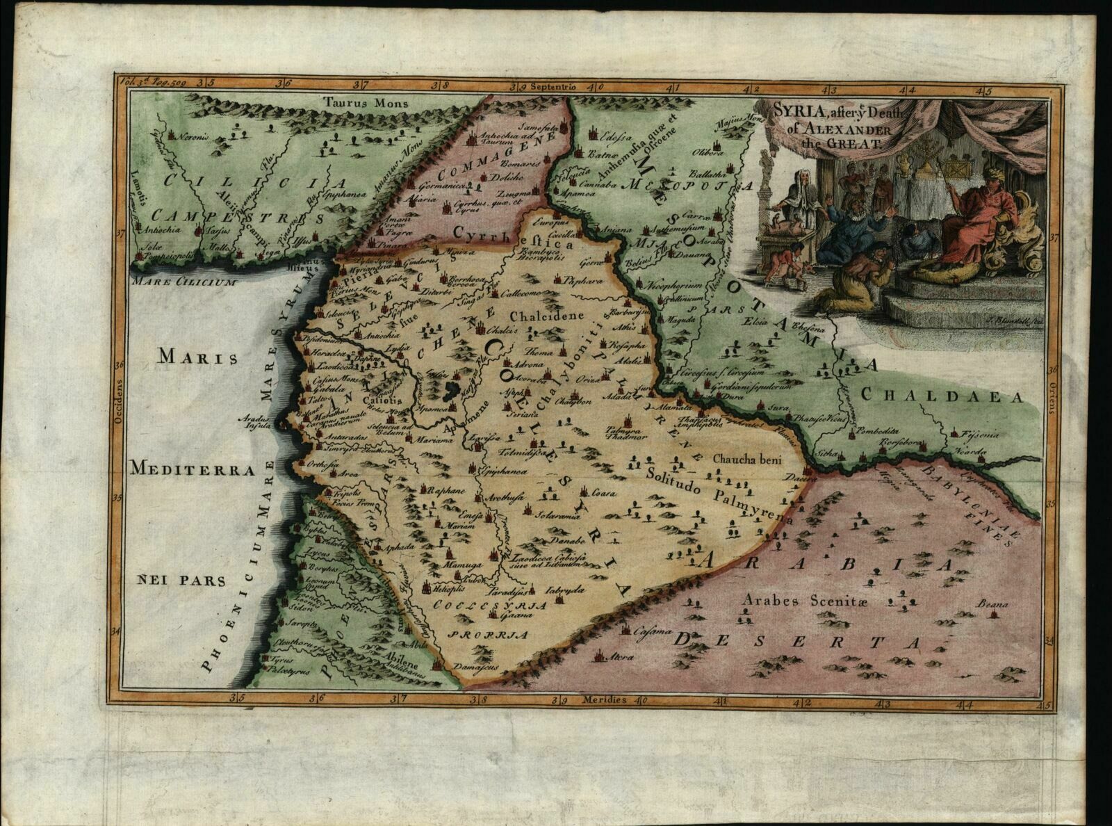 Syria After Alexander the Great Arabia 1738 antique engraved hand color ...