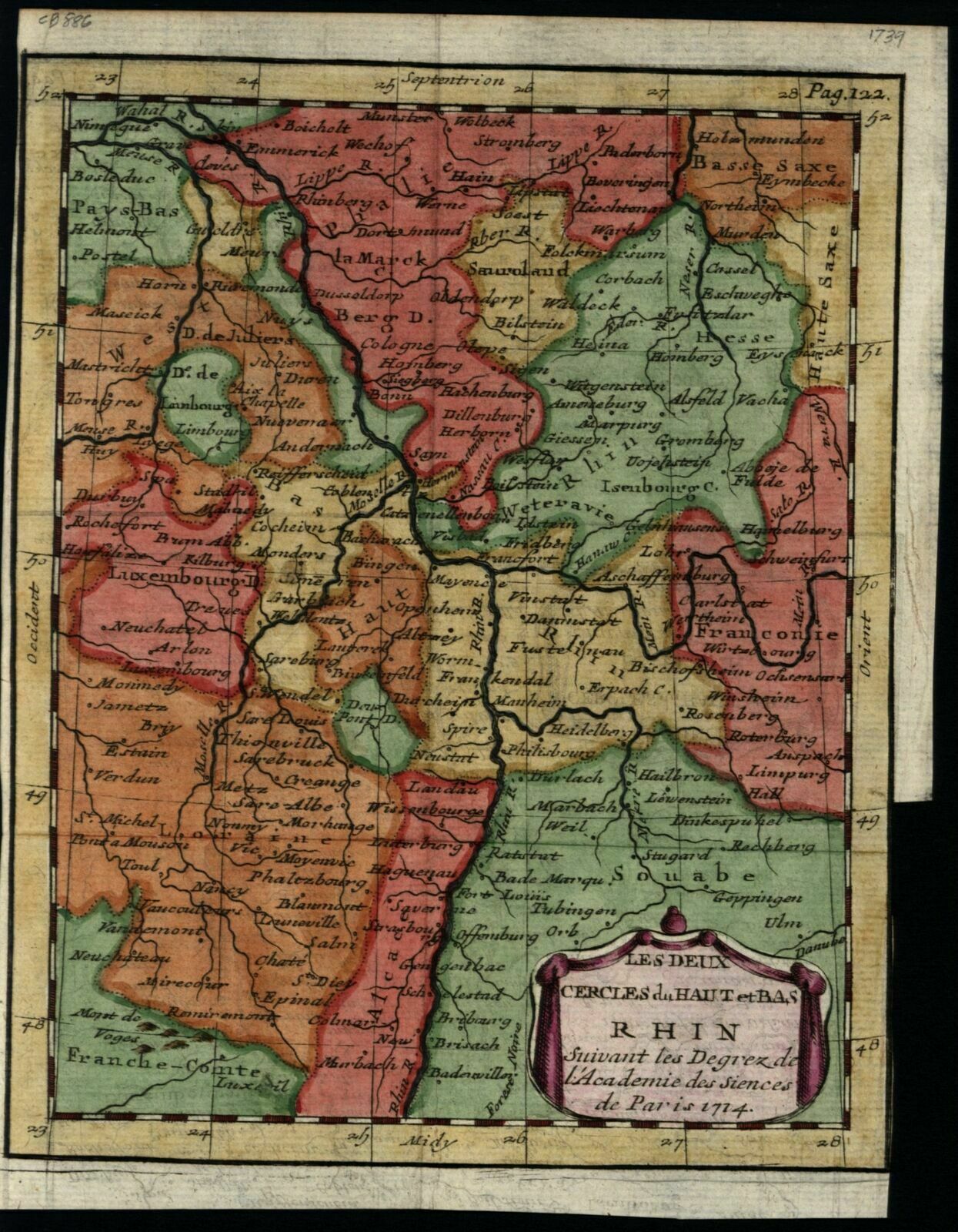 Germany Rhine Circles Upper Lower Europe 1714 de Fer? antique miniature ...