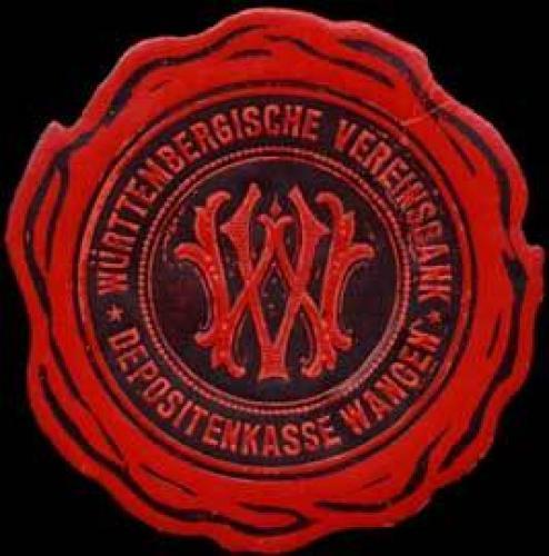 Siegelmarke Württenbergische Vereinsbank - Depositenkasse Wangen ...