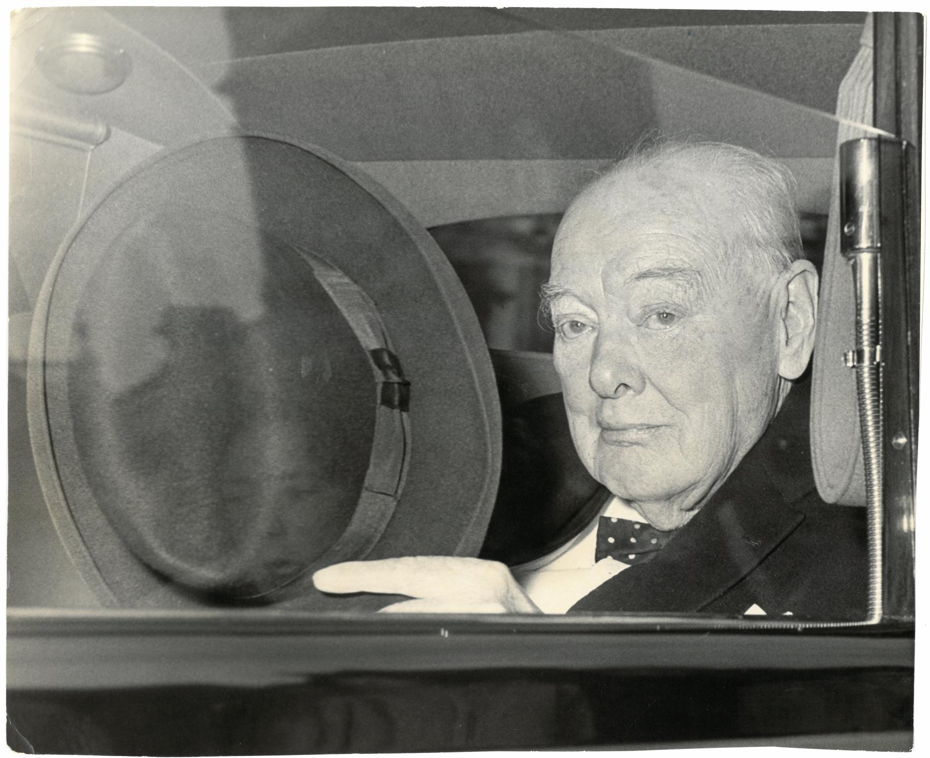 An original press photo of Sir Winston S. Churchill tipping his hat in ...