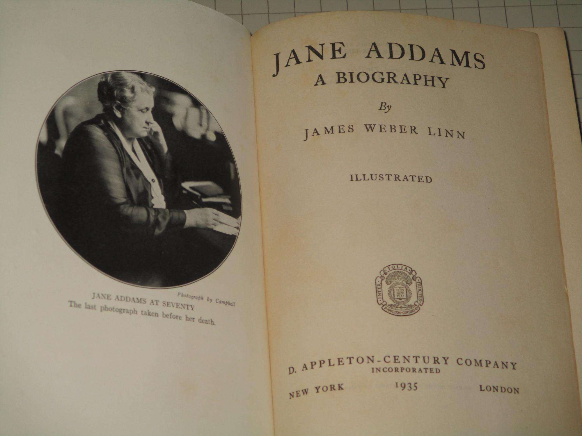 Jane Addams: A Biography von James Weber Linn: Good Hardcover (1935 ...