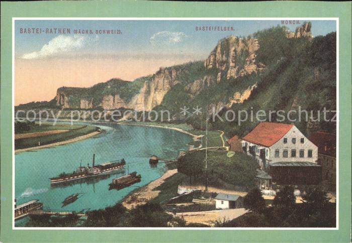 Postkarte Carte Postale Rathen Sächsische Schweiz Elbe Dampfer ...