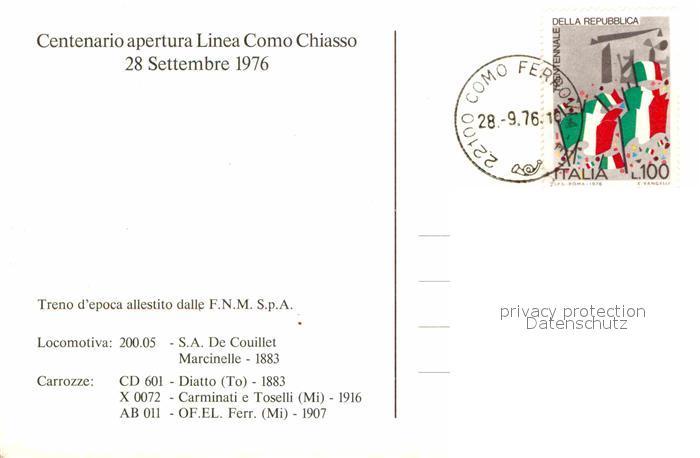 Postkarte Carte Postale Lokomotive Treno d'epoca Linea Como Chiasso ...