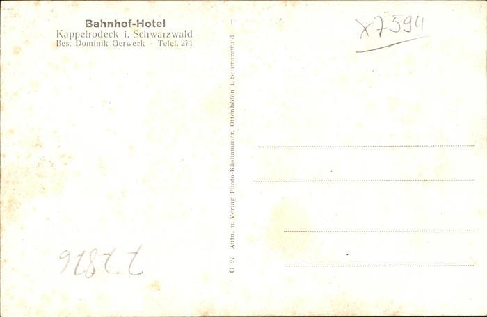 Postkarte Carte Postale 41210539 Kappelrodeck Bahnhof-Hotel ...