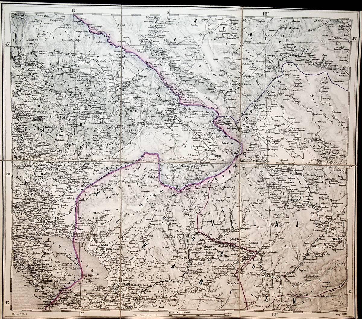 SCUTARI - [Blatt L. 12 der General-Karte von Central Europa 1:300000 ...
