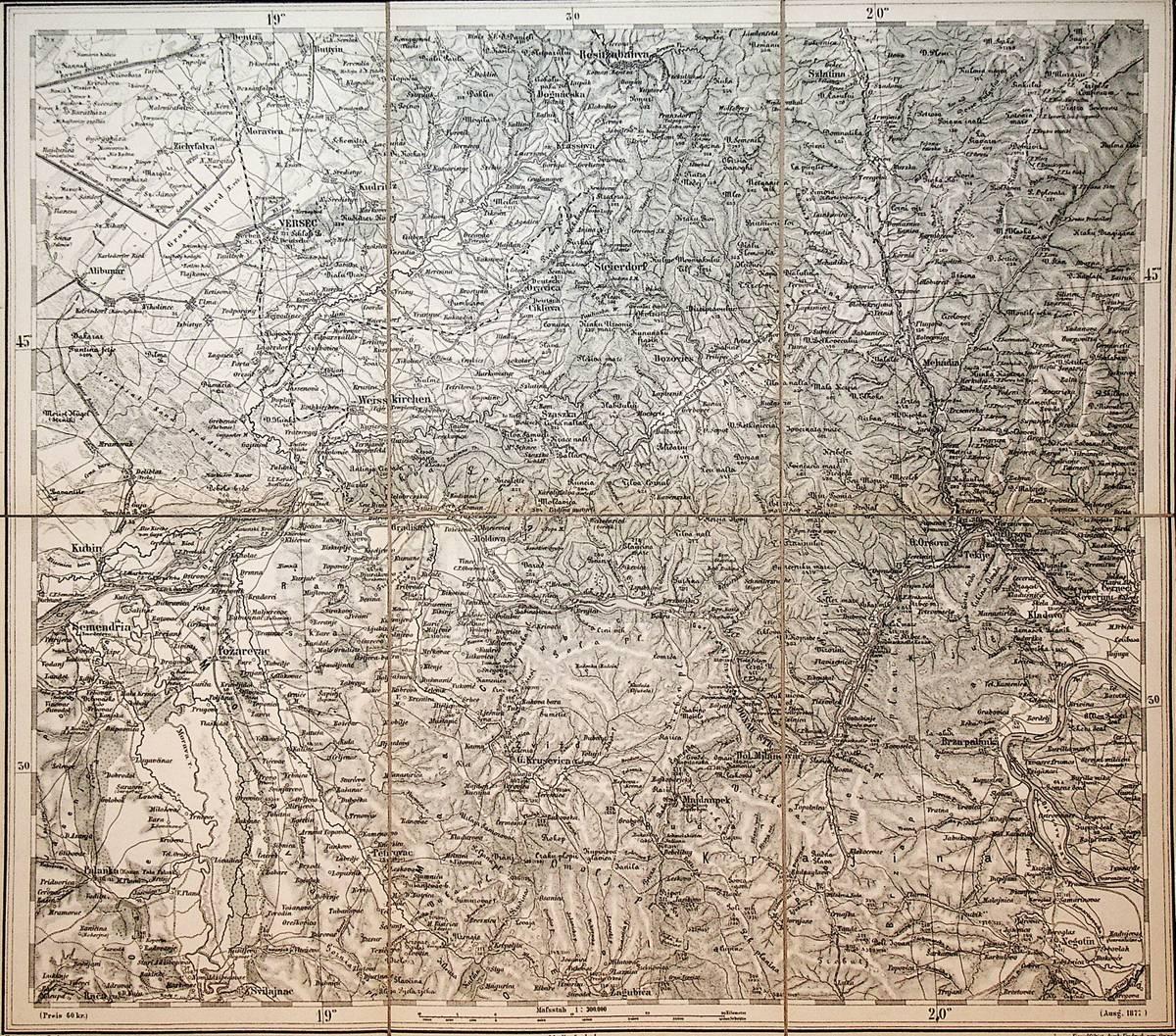 ORSOVA - [Blatt M.10 der General-Karte von Central Europa 1:300000 1873 ...