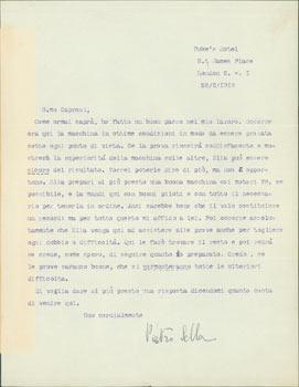 TLS from Pietro Sella to Gianni Caproni, March 25, 1918. de Pietro Sella.: (1918) Firmado por el ...
