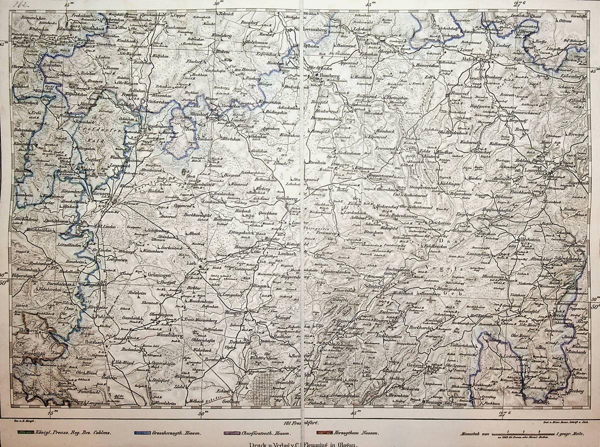 GIESSEN (=BLATT Nr.: 162; G. D. Reymann's topographische Special-Karte ...