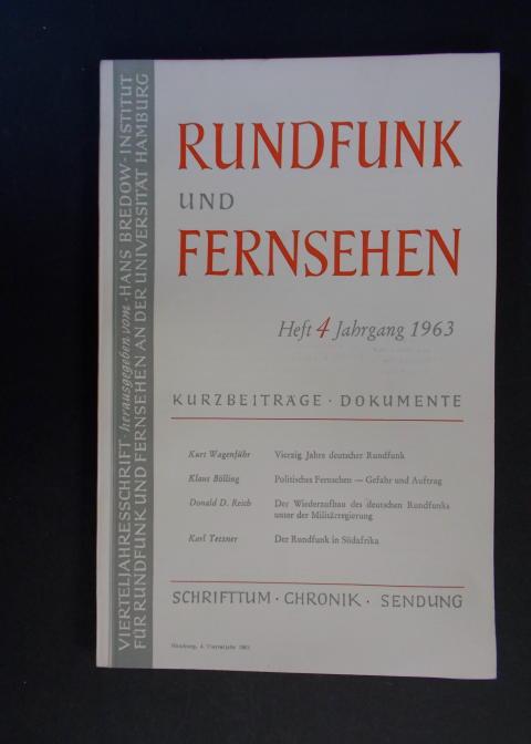 Vierteljahresschrift Rundfunk und Fernsehen Heft 4 Jahrgang 1963 by ...
