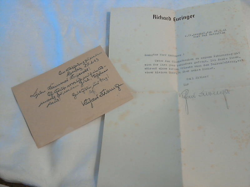 Richard Euringer : Autograph ; ein Brief und eine Feldpostkarte von ...