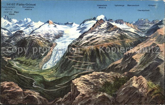 Postkarte Carte Postale 12576823 Furka Grimsel Furkapass Strasse Furka ... Postkarte Carte Postale 12576823 Furka Grimsel Furkapass Strasse Furka ...