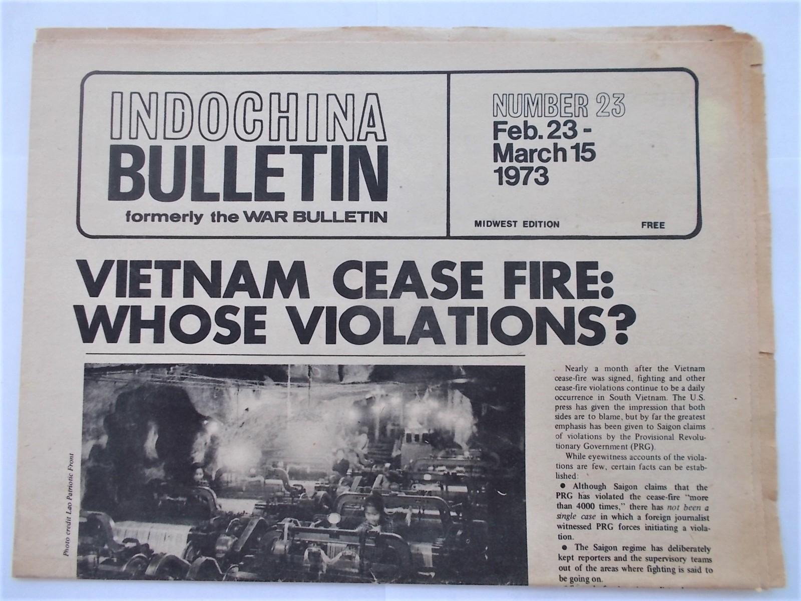 Indochina Bulletin (Number 23 - February 23-March 15, 1973) (Formerly ...