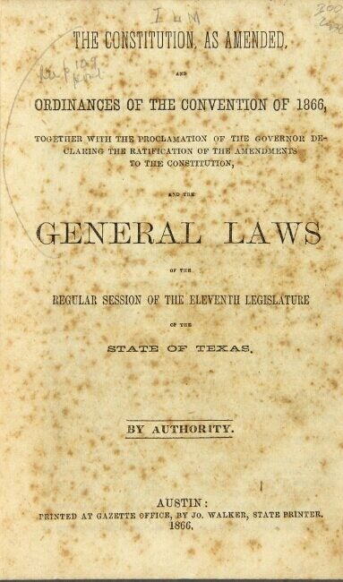 The Constitution, as amended, and ordinances of the convention of 1866 ...