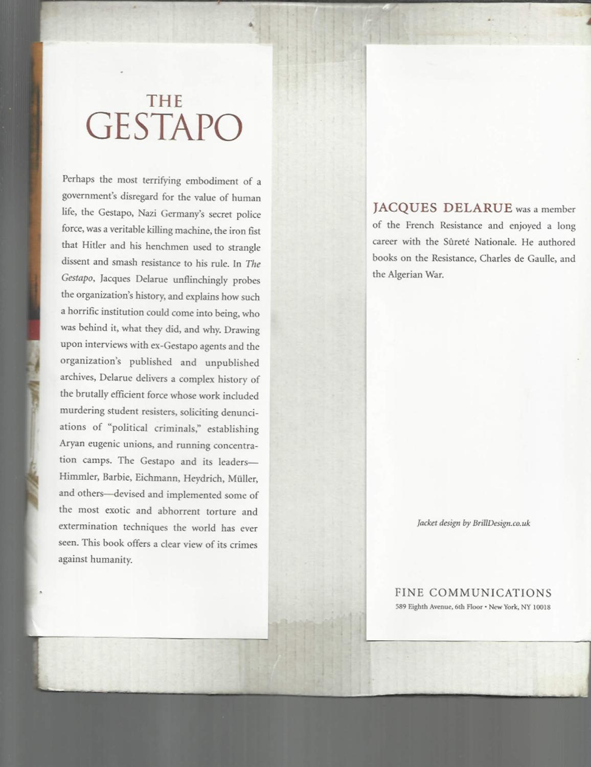 THE GESTAPO: A History Of Horror. Translated From The French By Mervyn ...