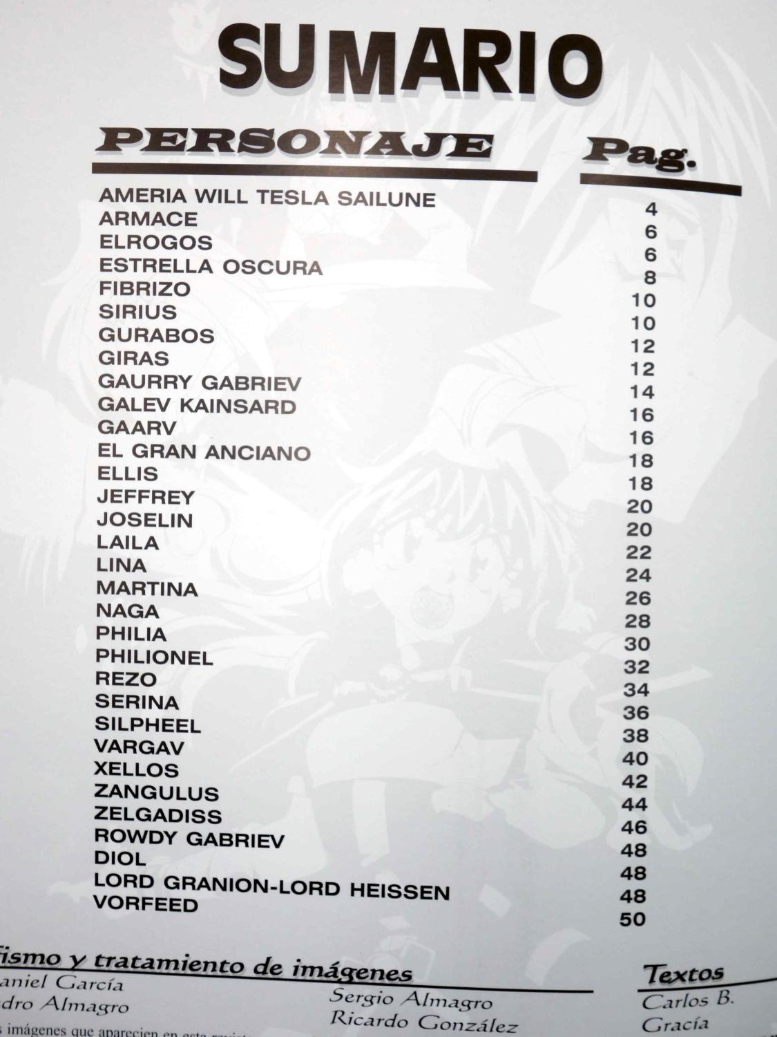 ESPECIAL MANGAZONE 8. SLAYERS REENA Y GAUDI. POSTER BOOK. FICHAS Y ...