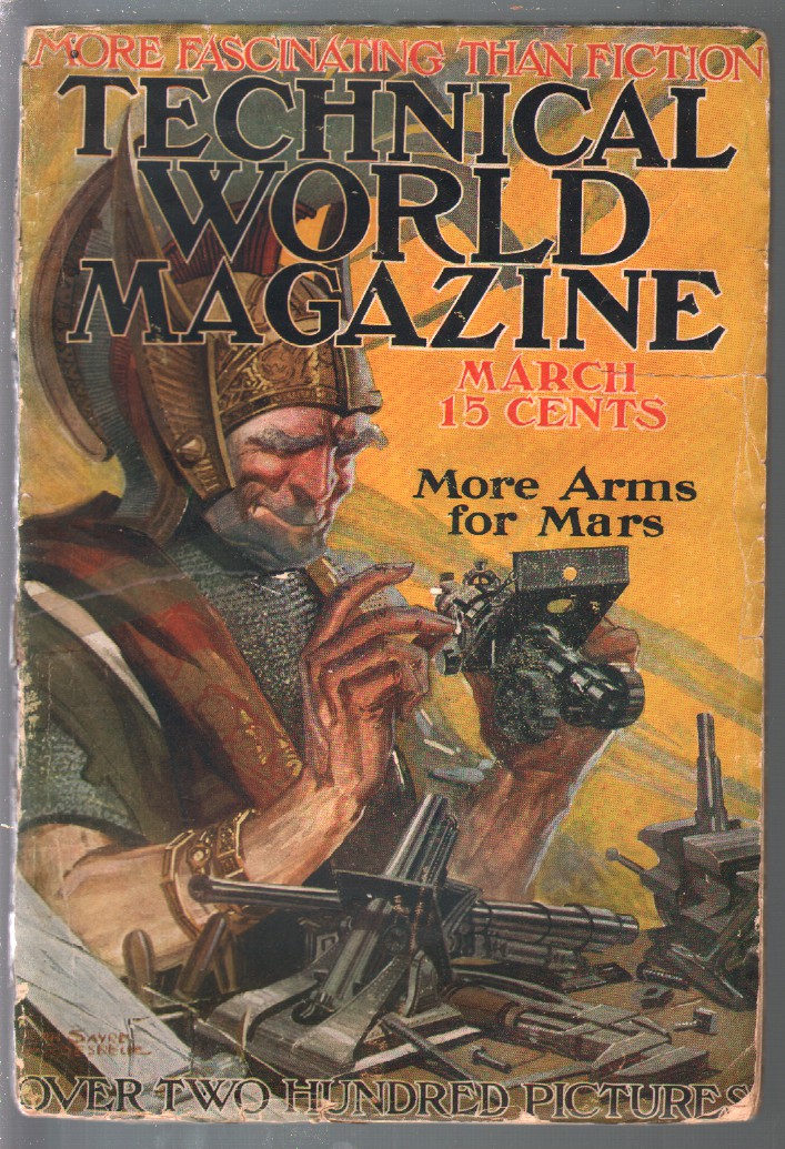 Technical World Magazine 3/1915-sci-fi cover-aviation-war-Arms For Mars ...