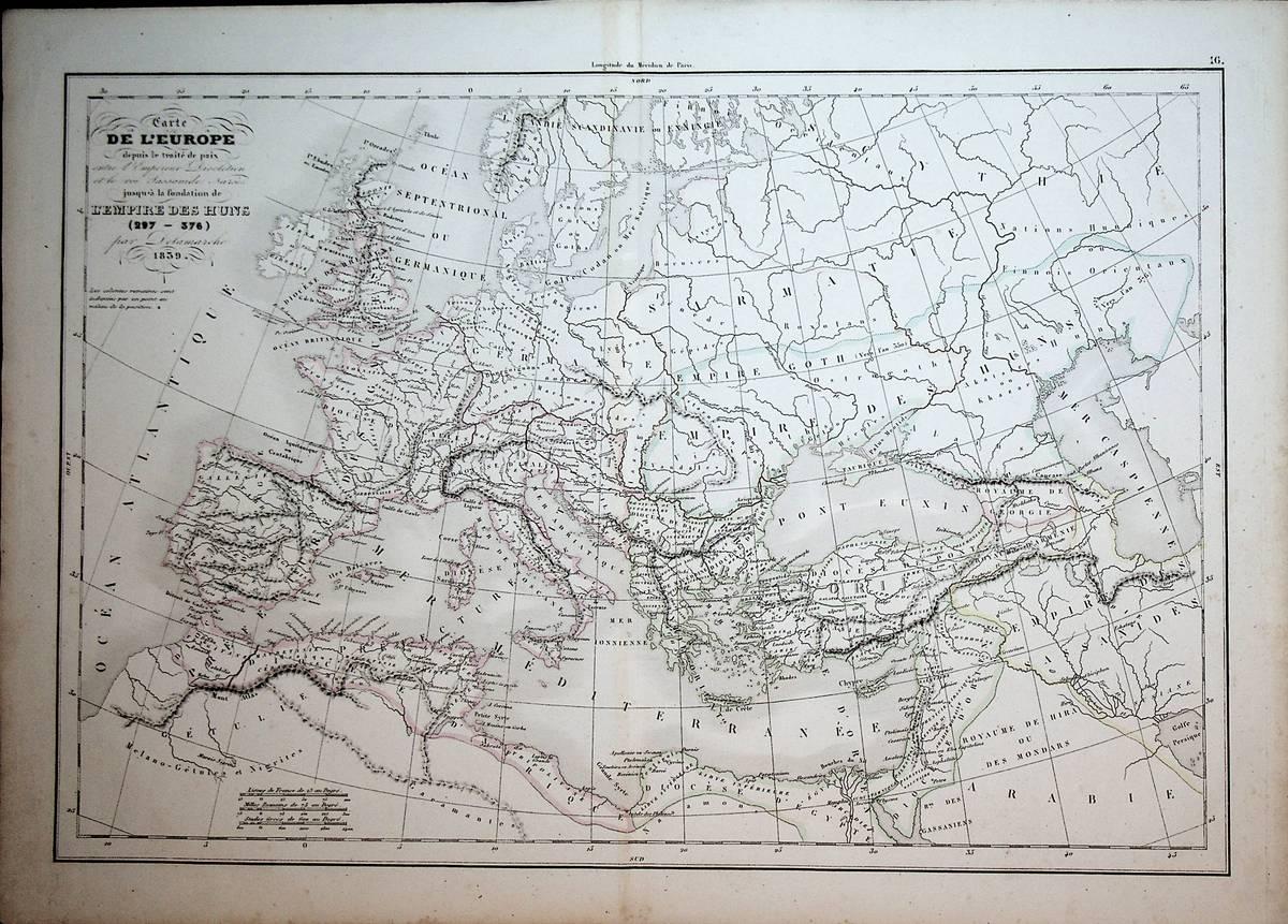 EUROPE, LATE ANTIQUITY, MAP / EUROPA IN DER SPÄTANTIKE, LANDKARTE ...