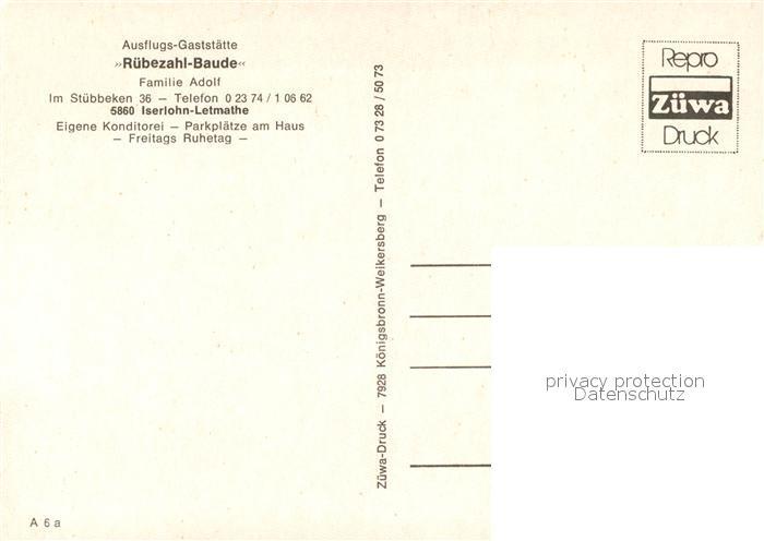 Postkarte Carte Postale 73542350 Letmathe Oestrich Ausflugsgaststaette ...