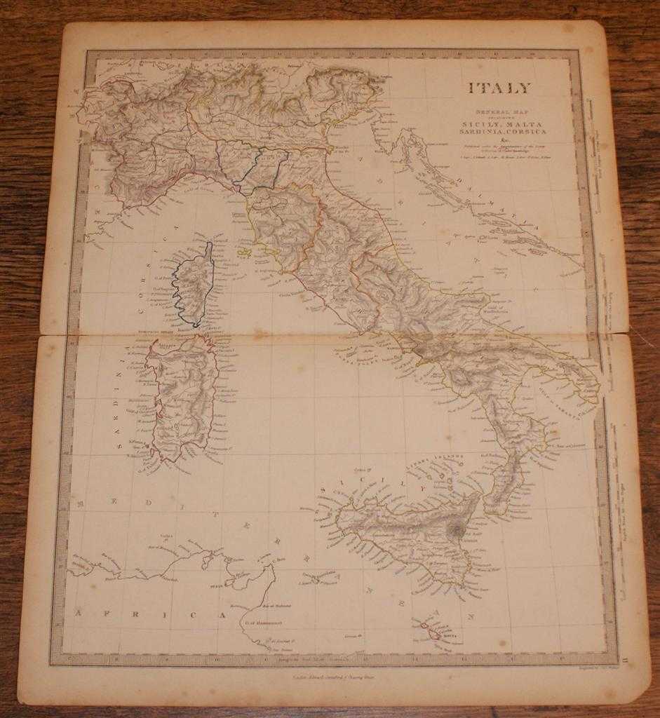Map of Italy including Sicily, Malta, Sardinia, Corsica etc. - disbound ...