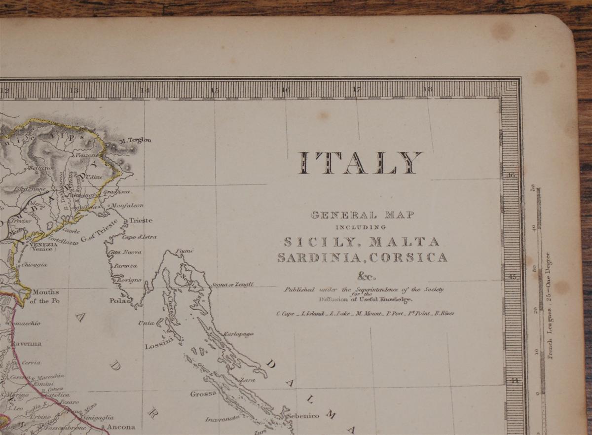 Map of Italy including Sicily, Malta, Sardinia, Corsica etc. - disbound ...
