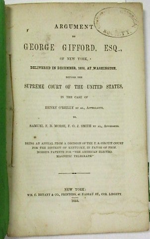 ARGUMENT OF GEORGE GIFFORD, ESQ., OF NEW YORK, DELIVERED IN DECEMBER ...
