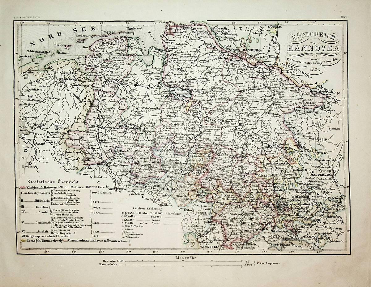 DEUTSCHLAND / GERMANY, KÖNIGREICH HANNOVER / KINGDOM OF HANOVER, MAP ...