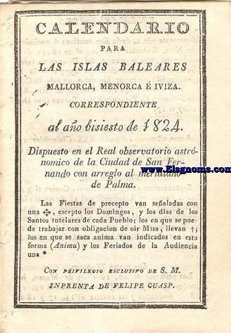 Calendario para las Islas Baleares, Mallorca, Menorca e Iviza ...