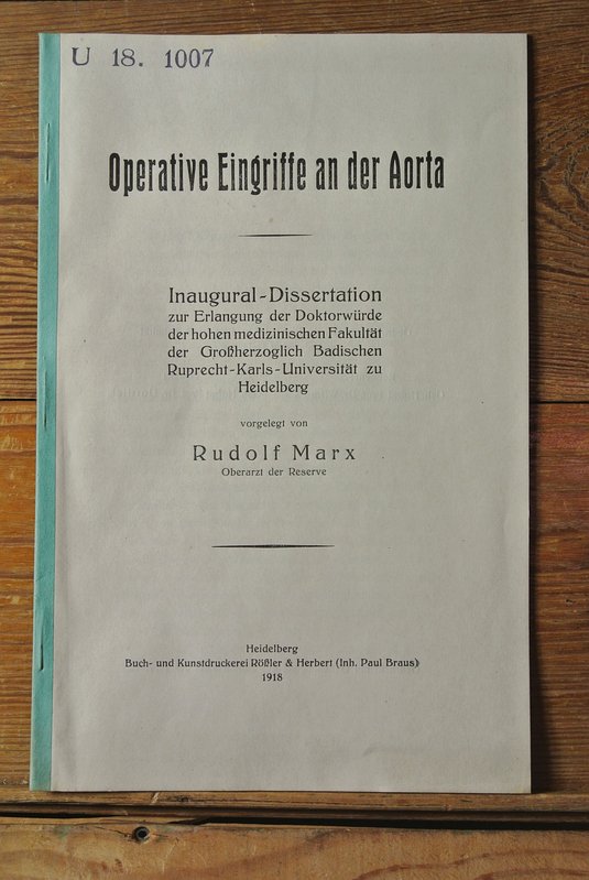 Operative Eingriffe an der Aorta / Rudolf Marx U 18.1007 von Marx ...