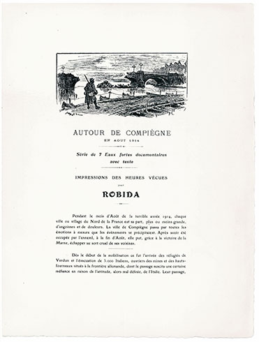 Autour de Compiègne en Août 1914. Série de 7 eaux-fortes documentaires ...